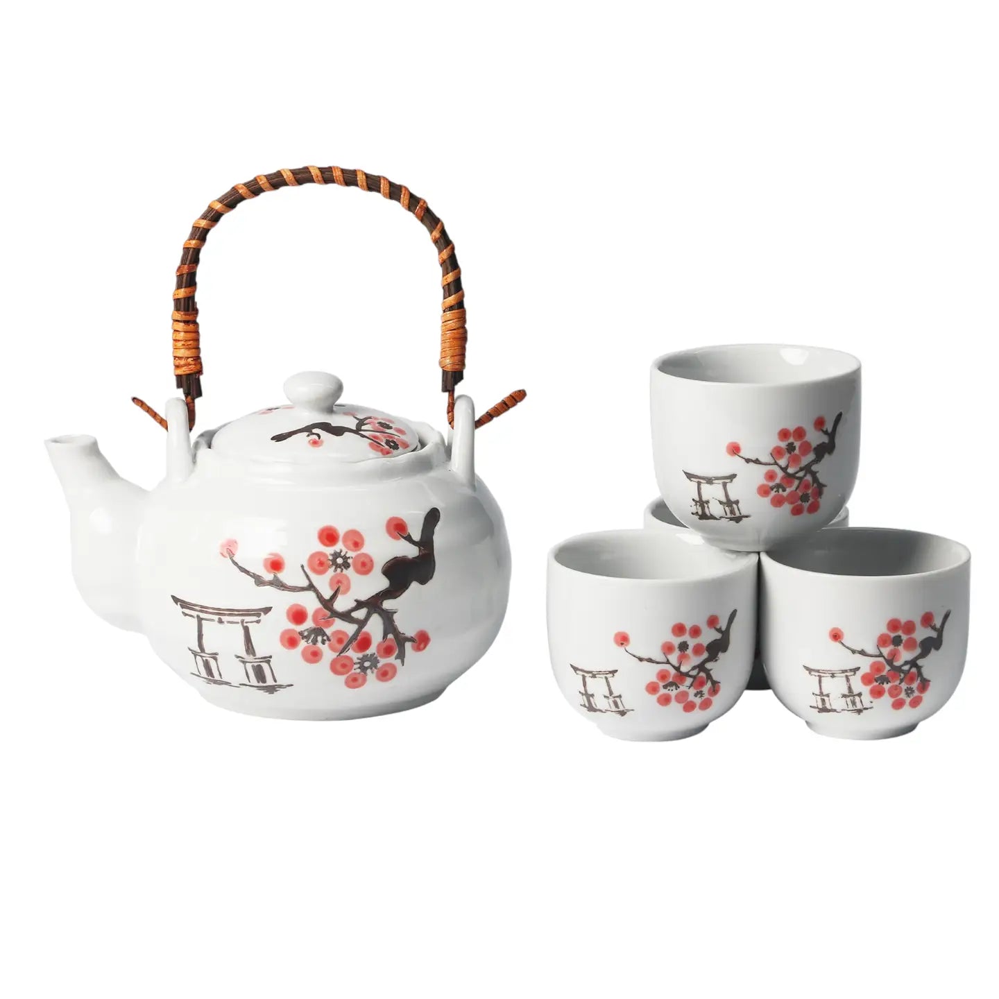 Sakura with Torii Tea Set 22oz Tea Pot with 4 Cups – Mrs. Robinson's ...